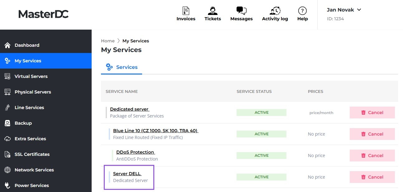 Server, Port, and Power Supply Information | MasterDC Help Cetre